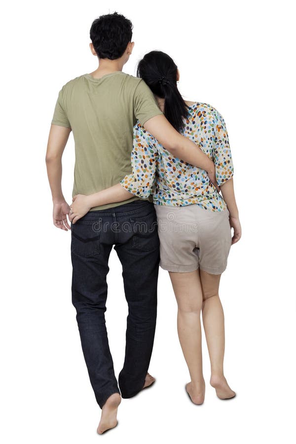Rear View Couple Walking in Studio Stock Photo - Image of caucasian ...