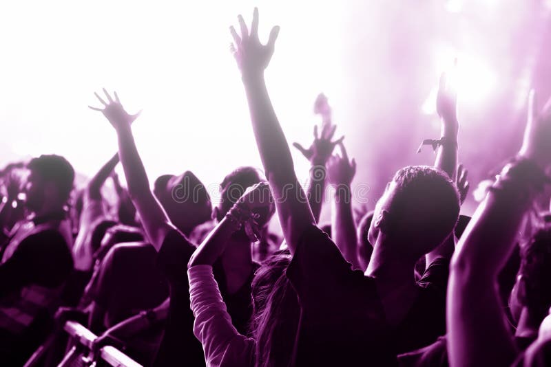 Rear View of Crowd Enjoying a Concert Stock Image - Image of motion ...