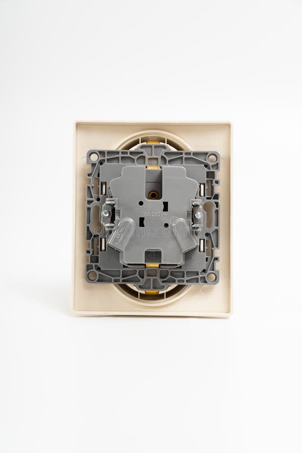 Double Socket and Two-key Light Switch on White Background. Stock Image ...