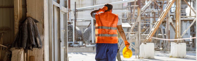 Multiracial Man Working Hard at Construction Industry Plant Stock Image ...