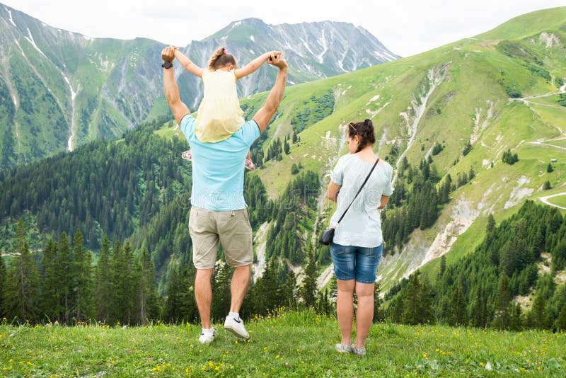 Rear View of Family Looking at Panoramic View Stock Photo - Image of ...