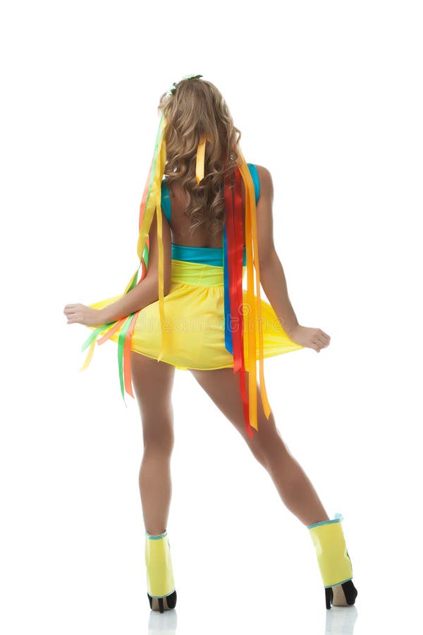 Rear View of Female Dancer in Ukrainian Costume Stock Photo - Image of ...