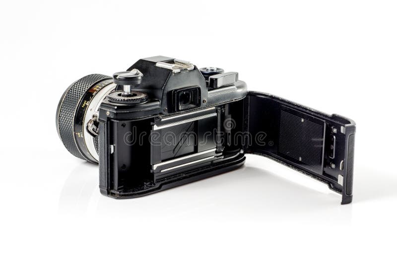 Rear-view of a Film Photo Camera Isolated on White Stock Photo - Image ...