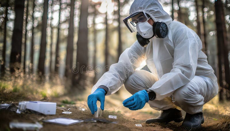 Forensic Investigators Working at a Messy Crime Scene. Generated with ...