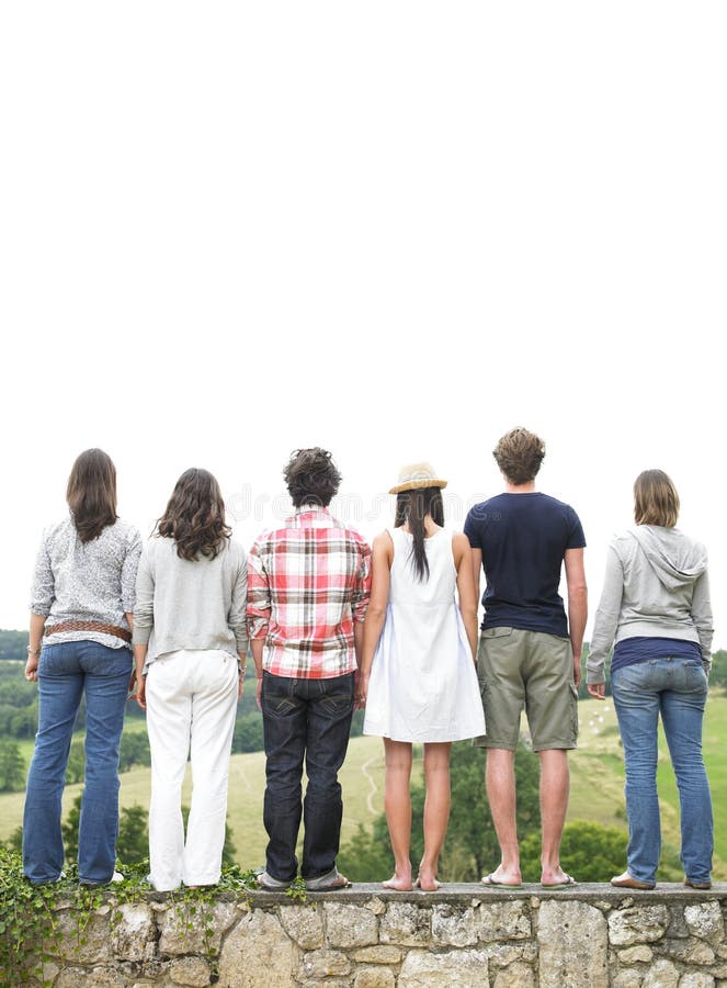Rear View of Group of Friends Hugging Stock Image - Image of away, copy ...