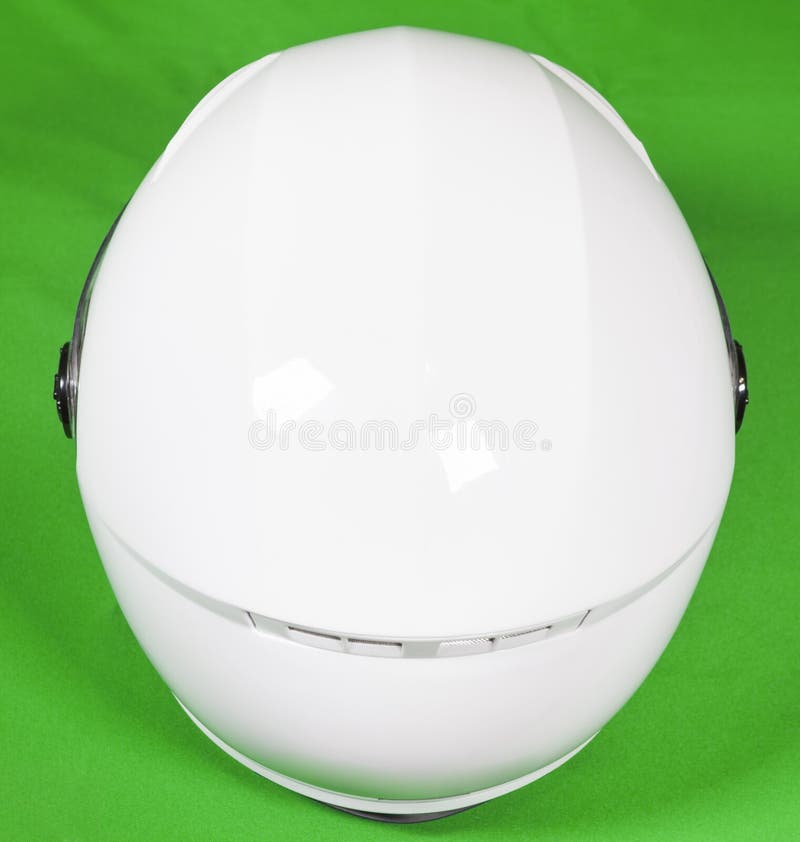 Rear View at Full-face Riding Motorcycle Helmet, a Green Background ...