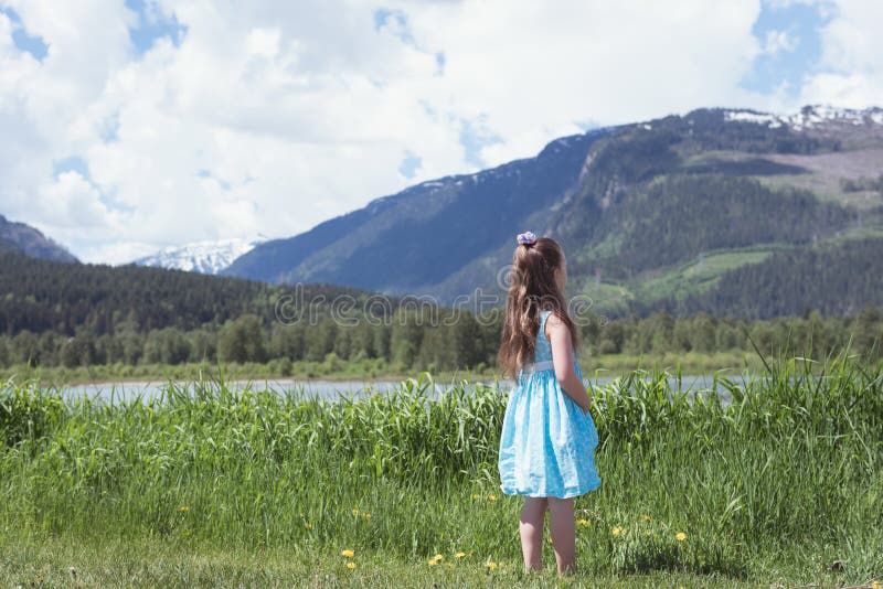 Rear View of Girl Looking at View Stock Photo - Image of leisure ...