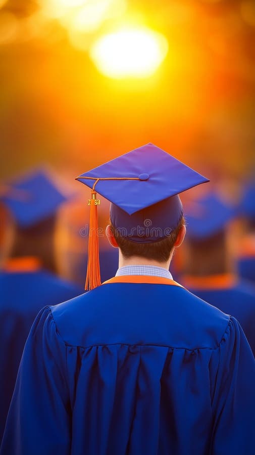 Rear View of Graduate Students Wearing Academic Regalia during Sunset ...