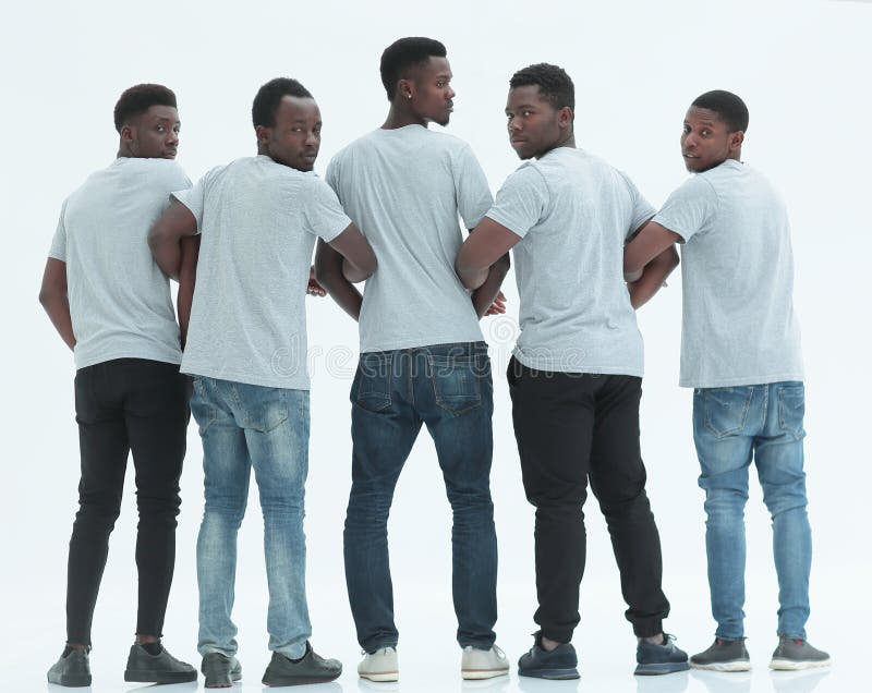 Rear View. Group of Friends Looking at the Camera Stock Photo - Image ...