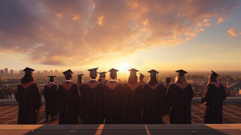 A Group of Graduates in Graduation Caps and Gowns Standing Next To a ...
