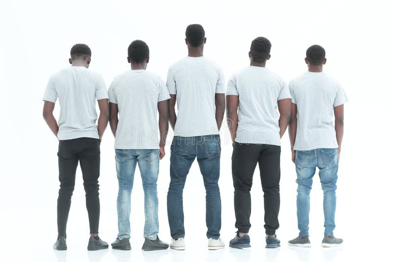 Group of Guys in a Row Back View Stock Photo - Image of group ...