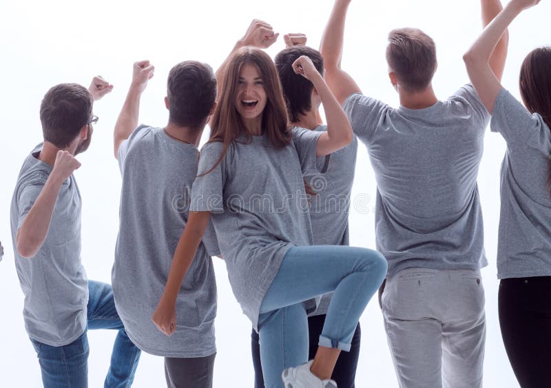 Rear View. a Group of Happy Young People Looking Forward Stock Photo ...