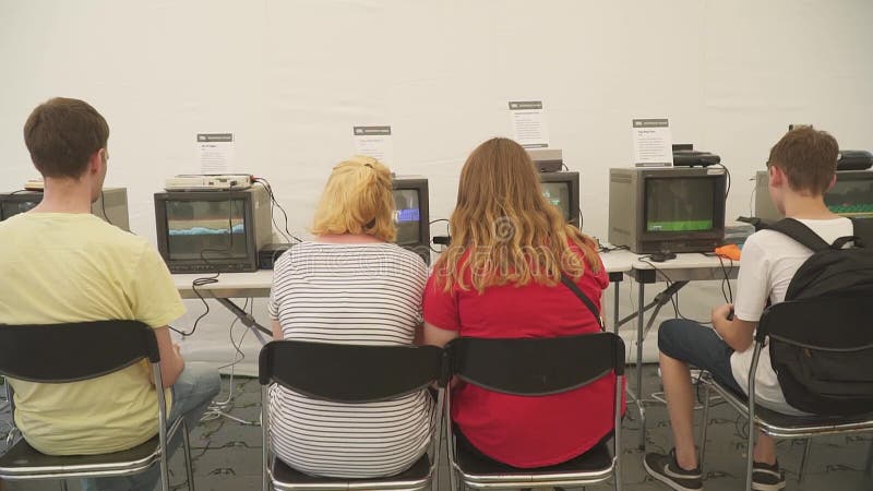 Rear View of a Group of People Computer Stock Footage - Video of ...