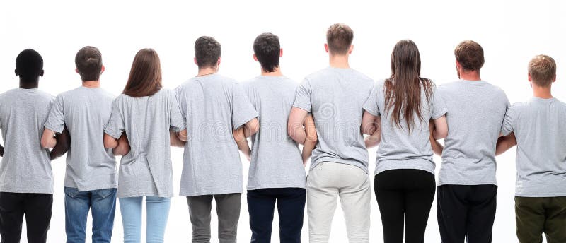 Rear View. a Group of Purposeful Young People Looking Forward Stock ...