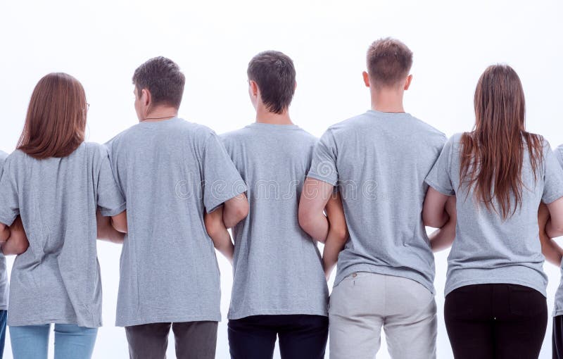 Rear View. a Group of Purposeful Young People Looking Forward Stock ...