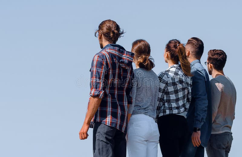 Rear View .a Group of Students Looking at Copy Space Stock Image ...