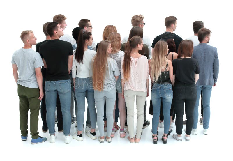 Rear View. a Group of Young People Looking in One Direction Stock Photo ...