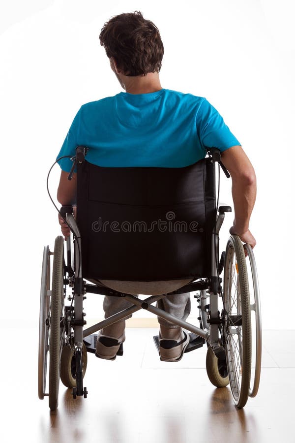 Rear View Handicapped Man in Wheelchair Silhouette Stock Photo - Image ...