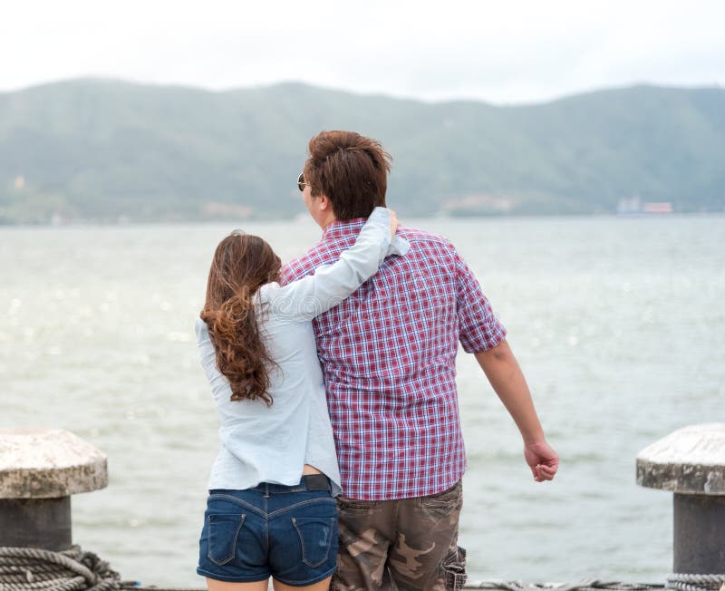Rear View,happy Couple Enjoying Sea View Editorial Stock Image - Image ... Rear View,happy Couple Enjoying Sea View Editorial Stock Image - Image ...