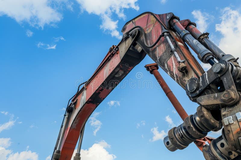 Rear View of a Hydraulic Excavator Arm with Multiple Cylinders Stock ...