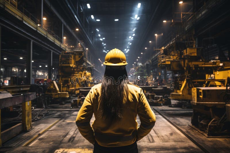 Rear View of an Industrial Employee in a Factory Ai Image Stock ...