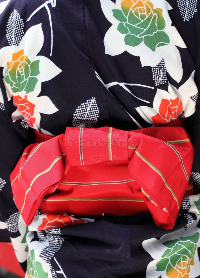 Rear View of Japanese Kimono Stock Photo - Image of beautiful, closeup ...