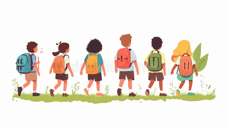 Children Walking Footpath Stock Illustrations – 101 Children Walking ...