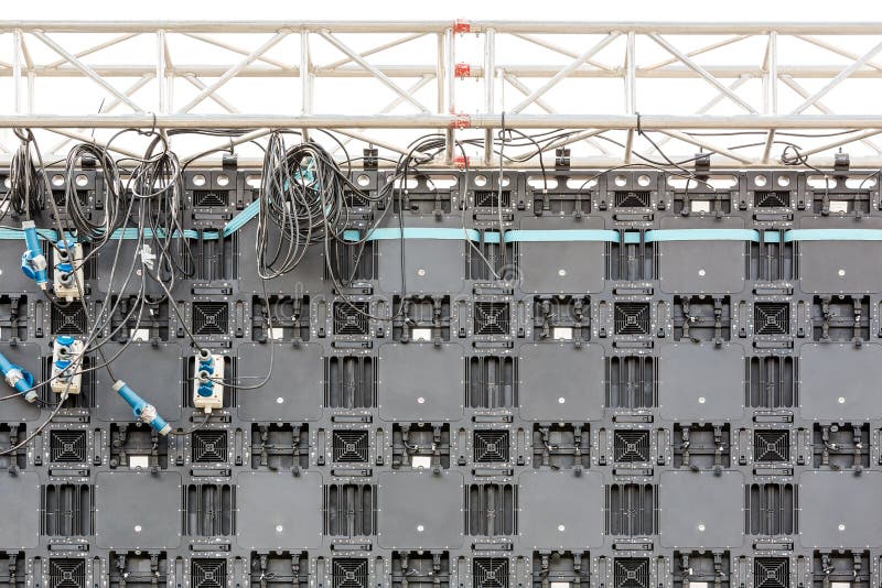 Rear View of Large LED Screen Panels on Backstage Stock Image - Image ...