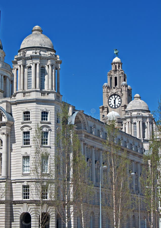 Rear View of the Liver Buildings, Liverpool, UK Stock Photo - Image of ...