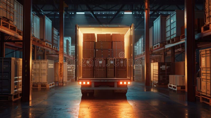 Rear View of Loaded Truck.AI Generated Image Stock Image - Image of ...