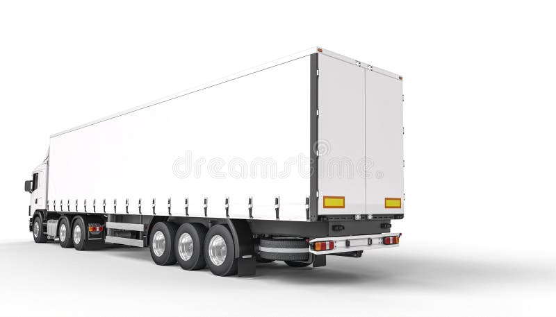 Rear View of a Long White Truck Stock Illustration - Illustration of ...