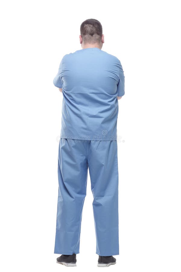 Rear View. a Male Medic in a Blue Uniform Stock Image - Image of doctor ...