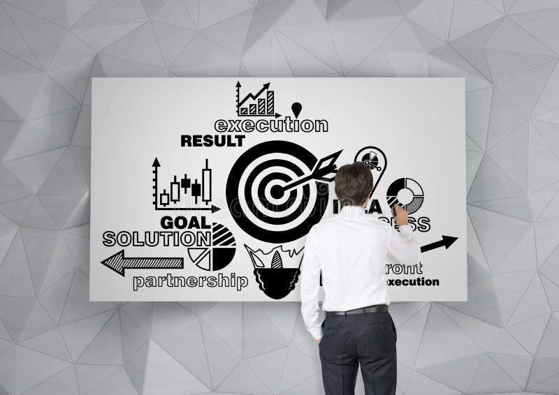 Rear View of Man Drawing Target Sketch Stock Image - Image of arrow ...