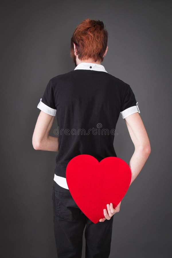 Rear View - Man Holding Heart for Love Stock Image - Image of ...