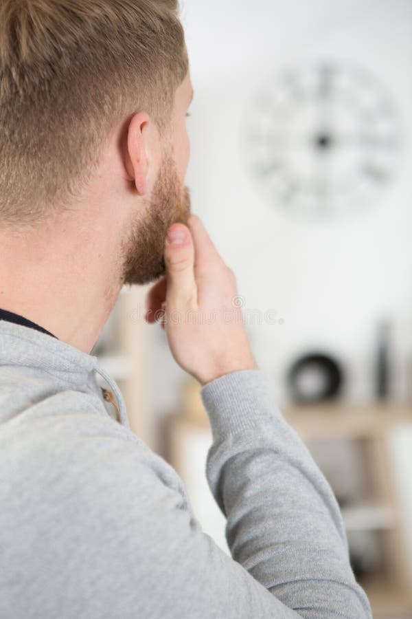 Rear View Man Looking at Clock Stock Photo - Image of caucasian, hand ...