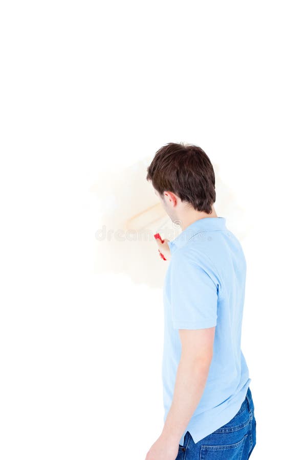 Rear View of a Man Painting Stock Photo - Image of color, charming ...