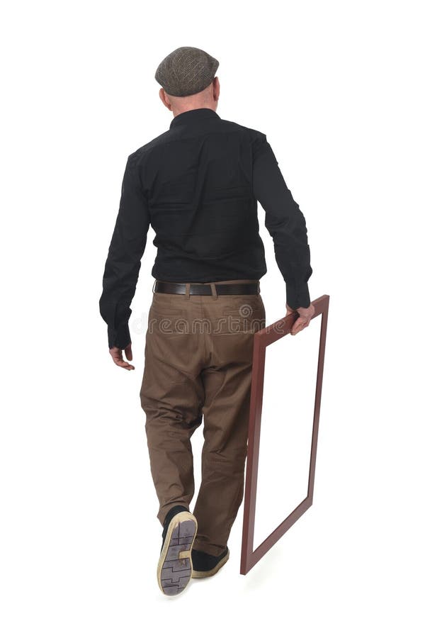 Man Carrying an Object on White Background Stock Photo - Image of ...