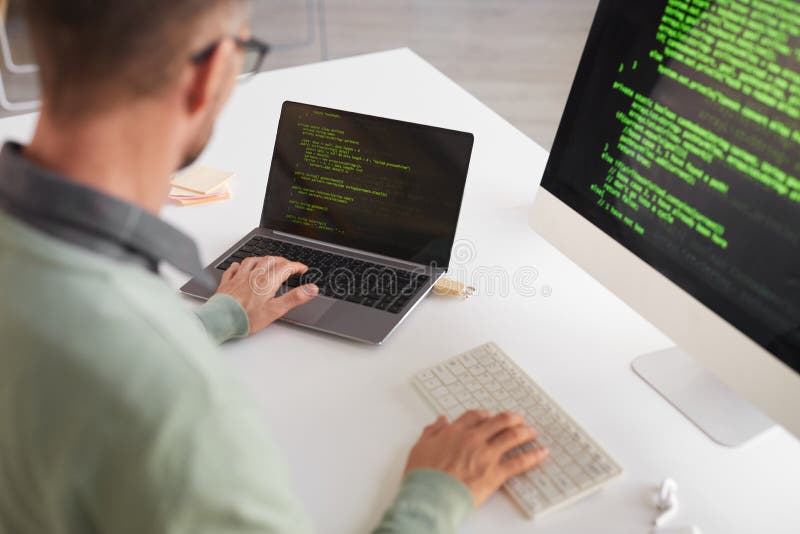 Programmer Working on Computer Stock Image - Image of indoors, email ...