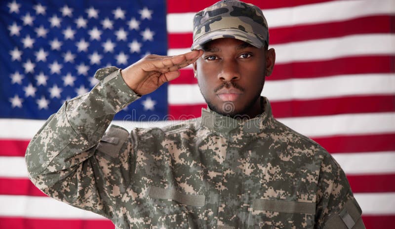 Rear View of Military Man Saluting Us Stock Photo - Image of states ...