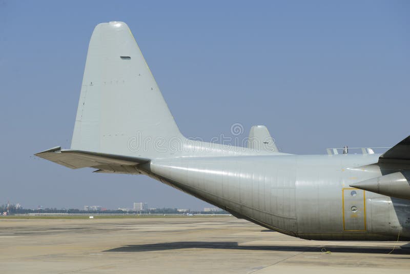 Rear View of Military Transport Aircraft Stock Image - Image of ...