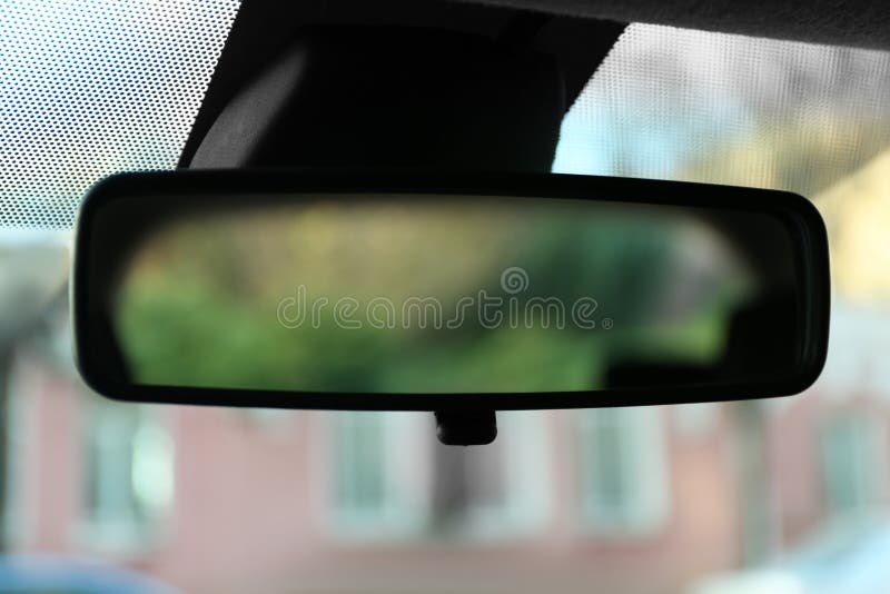 Rear View Mirror in Car Interior Stock Photo - Image of drive, inside ...