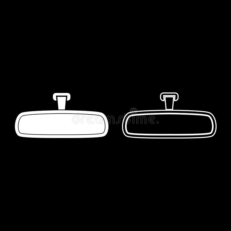 Rear View Mirror Icon Set White Color Illustration Flat Style Simple ...