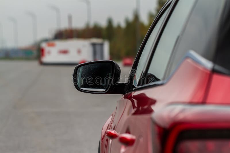 Rear View Mirror of a Modern Car Stock Photo - Image of nature, road ...