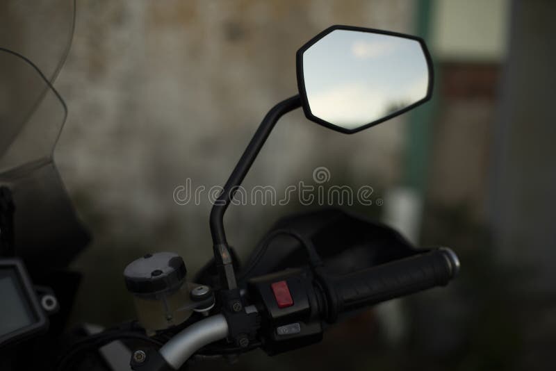 Rear-view Mirror on Motorcycle. Mirror on Bike Stock Image - Image of ...