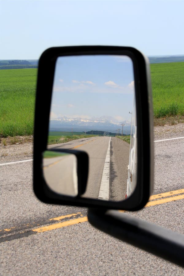 Rear View Mirror with Reflecting Landscape Stock Image - Image of ...