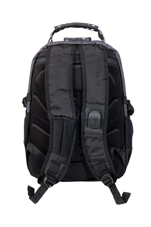 Rear View of a Modern Gray Tourist Backpack Stock Image - Image of ...