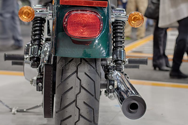 Rear View of Motorcycle, Indoor Photo. Stock Image - Image of unique ...