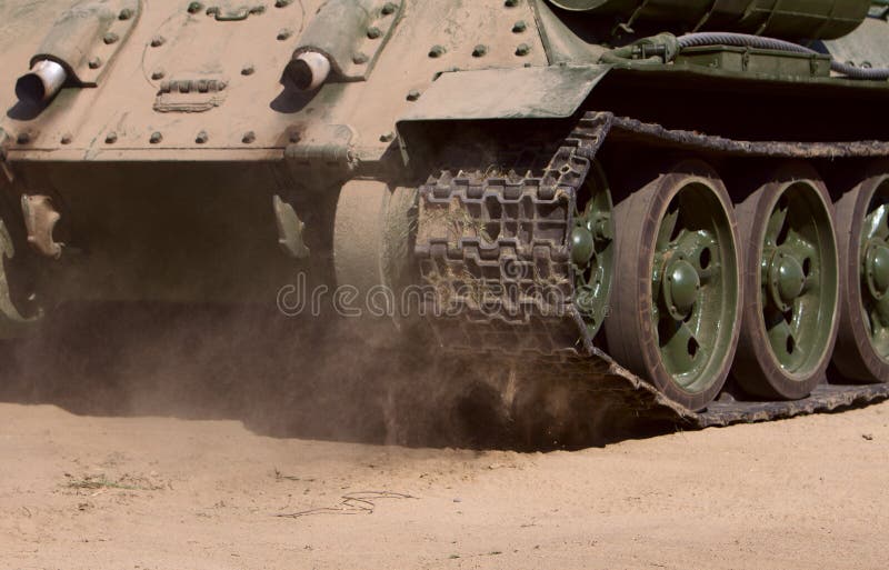 Rear View of Moving Old Russian Tank Stock Photo - Image of dirty ...