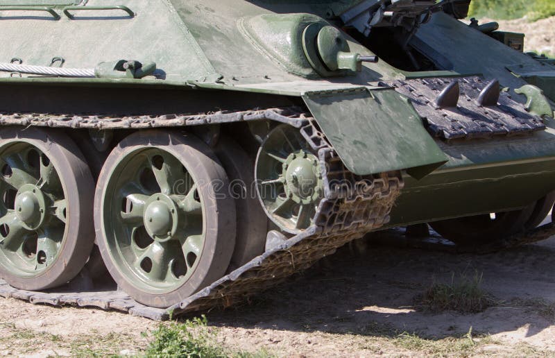 Rear View of Moving Old Russian Tank Stock Image - Image of conflict ...