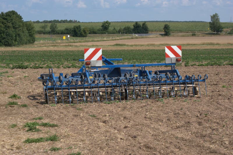 Rear View of a Multi-purpose, Farm Tractor Pulled Harrow for Aerating ...
